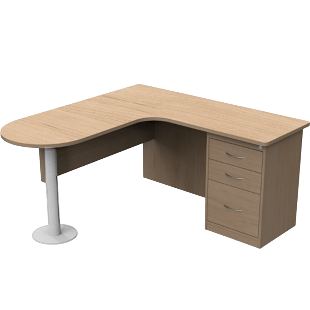 Escritorio Melamina tipo L Base Pedestal Metálico | Muebles Fuentes ...